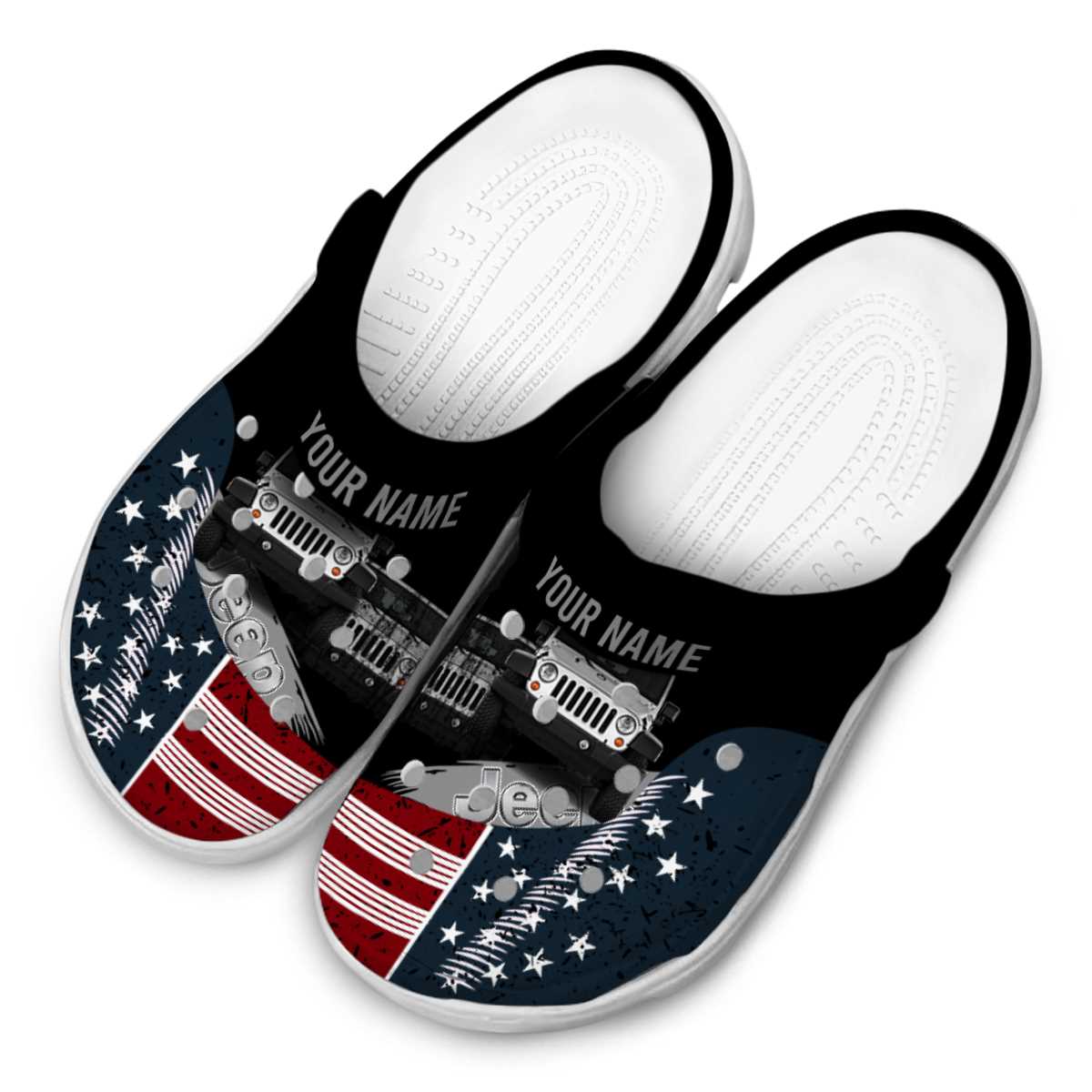 Customized Jeep Star-Spangled Side Pattern Clog - VivaCrocs