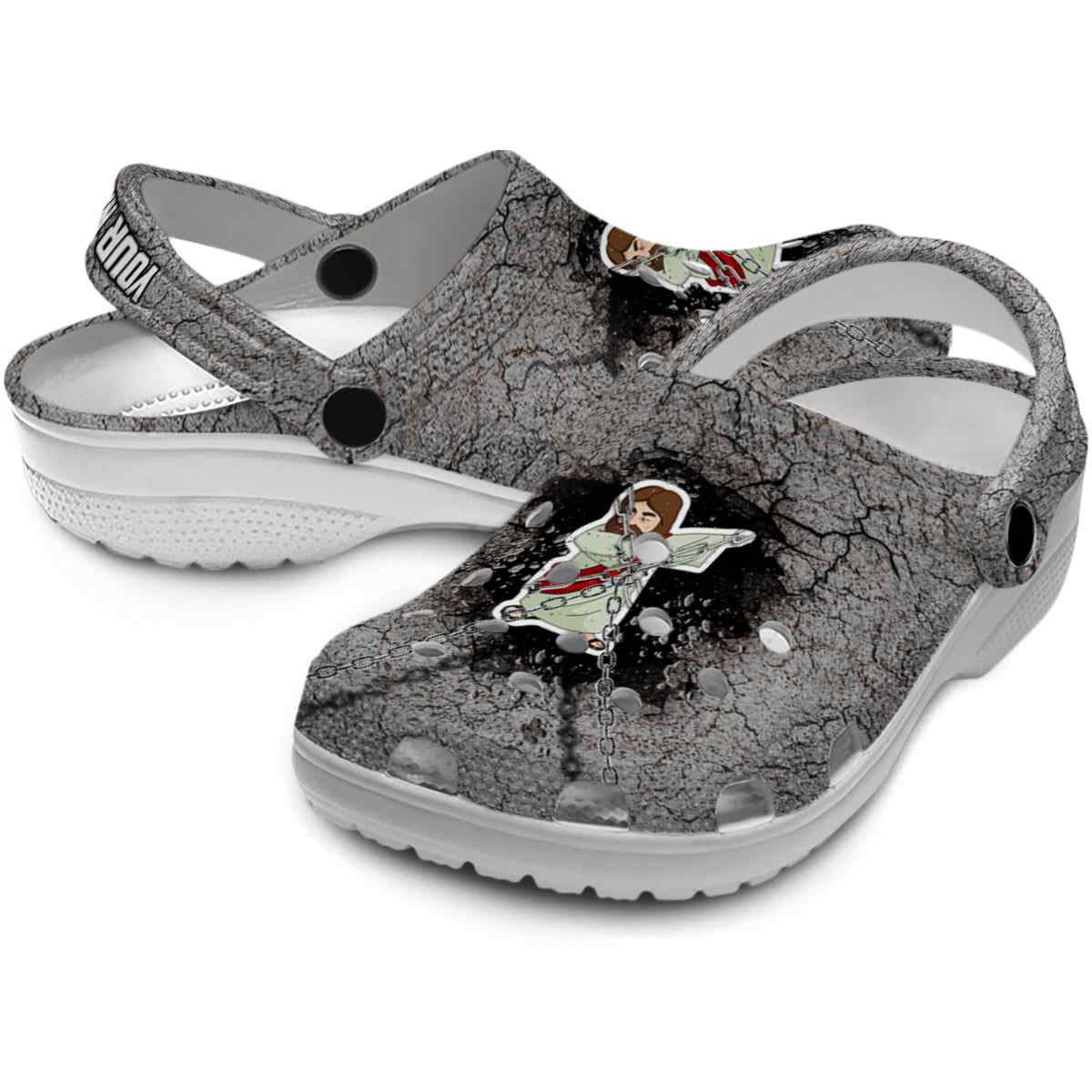 Customized Jesus Cracked Ground Texture Clog - VivaCrocs