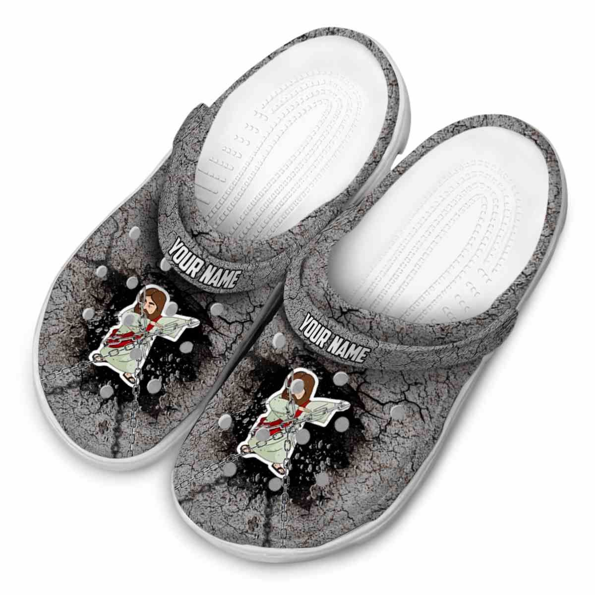 Customized Jesus Cracked Ground Texture Clog - VivaCrocs