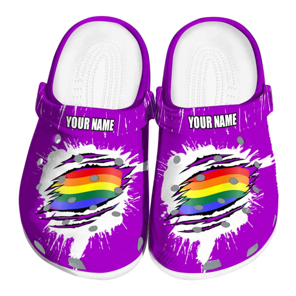 Customized LGBT Splash Motif Background Clog - VivaCrocs