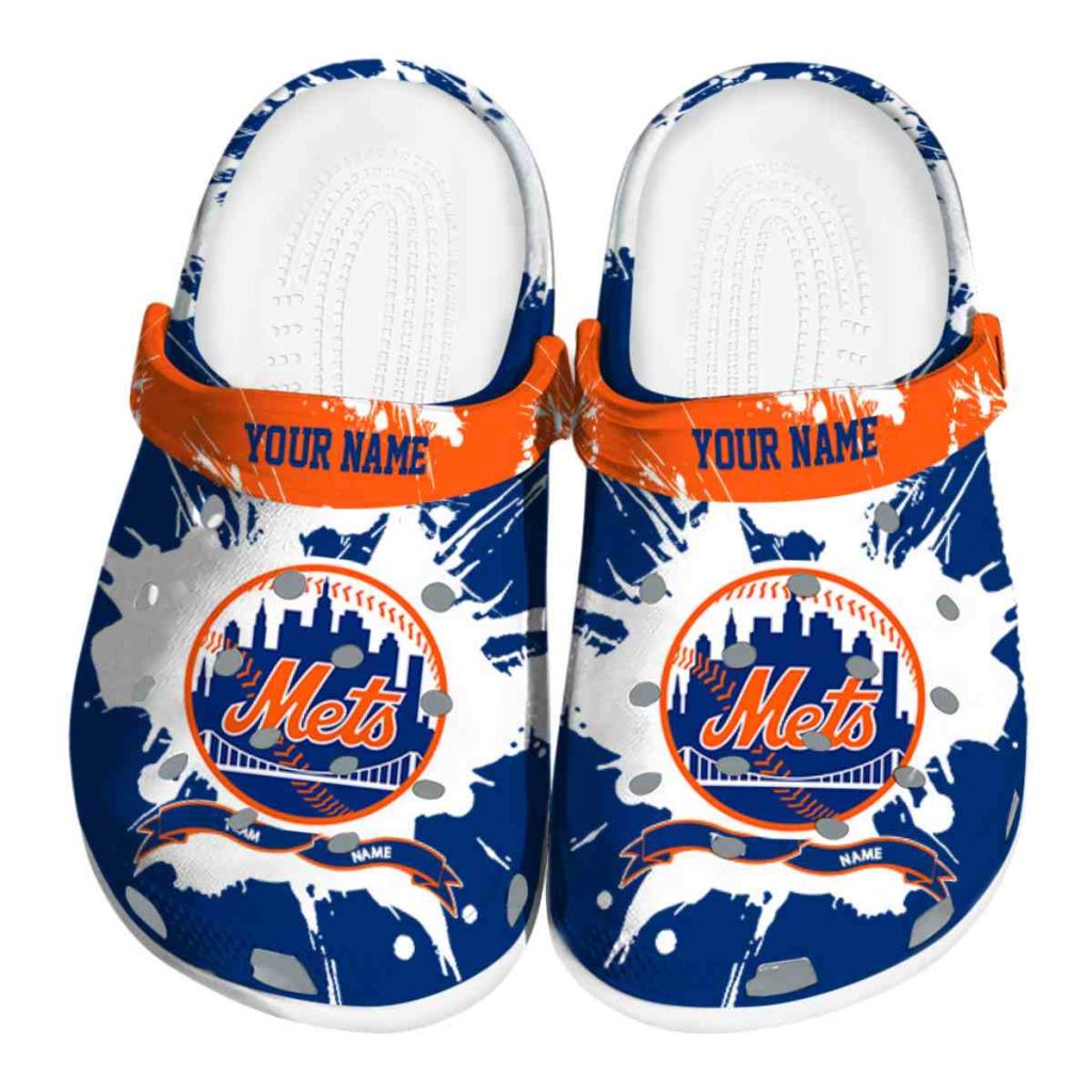 Customized New York Mets Splatter Pattern Clog - VivaCrocs