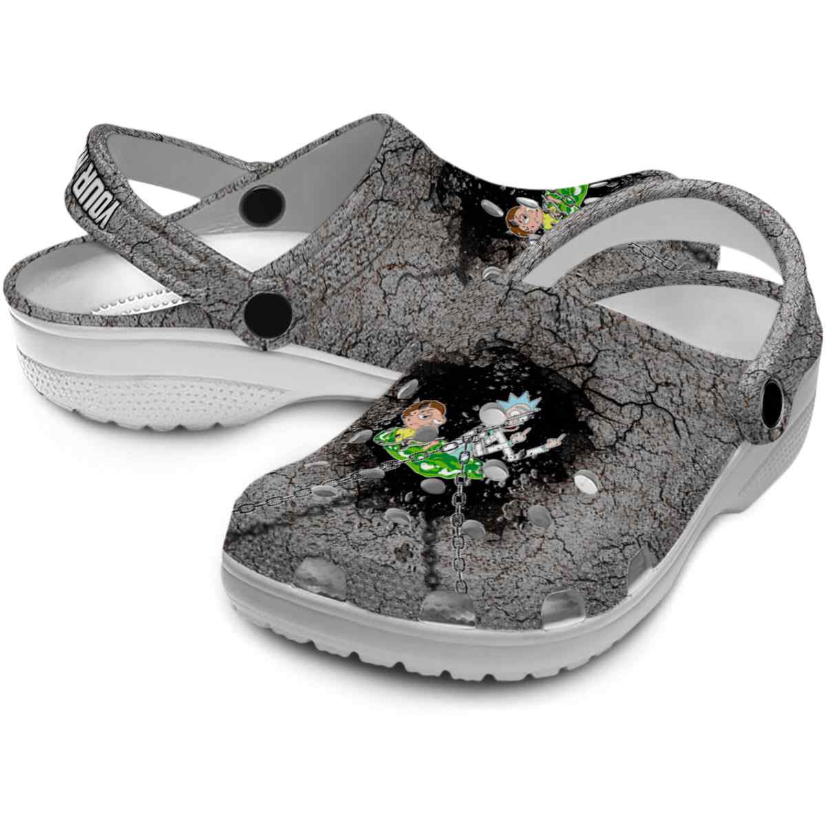 Customized Rick And Morty Cracked Ground Texture Clog - VivaCrocs