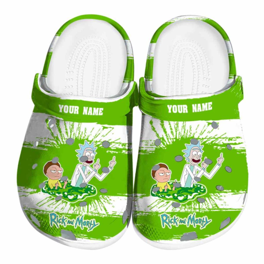 Customized Rick And Morty Paint Splatter Graphics Clog - VivaCrocs