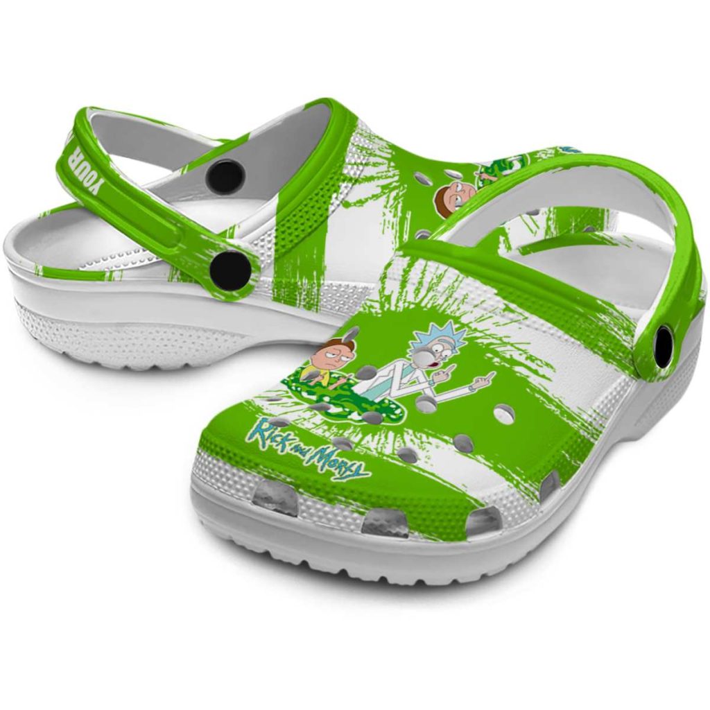 Customized Rick And Morty Paint Splatter Graphics Clog - VivaCrocs