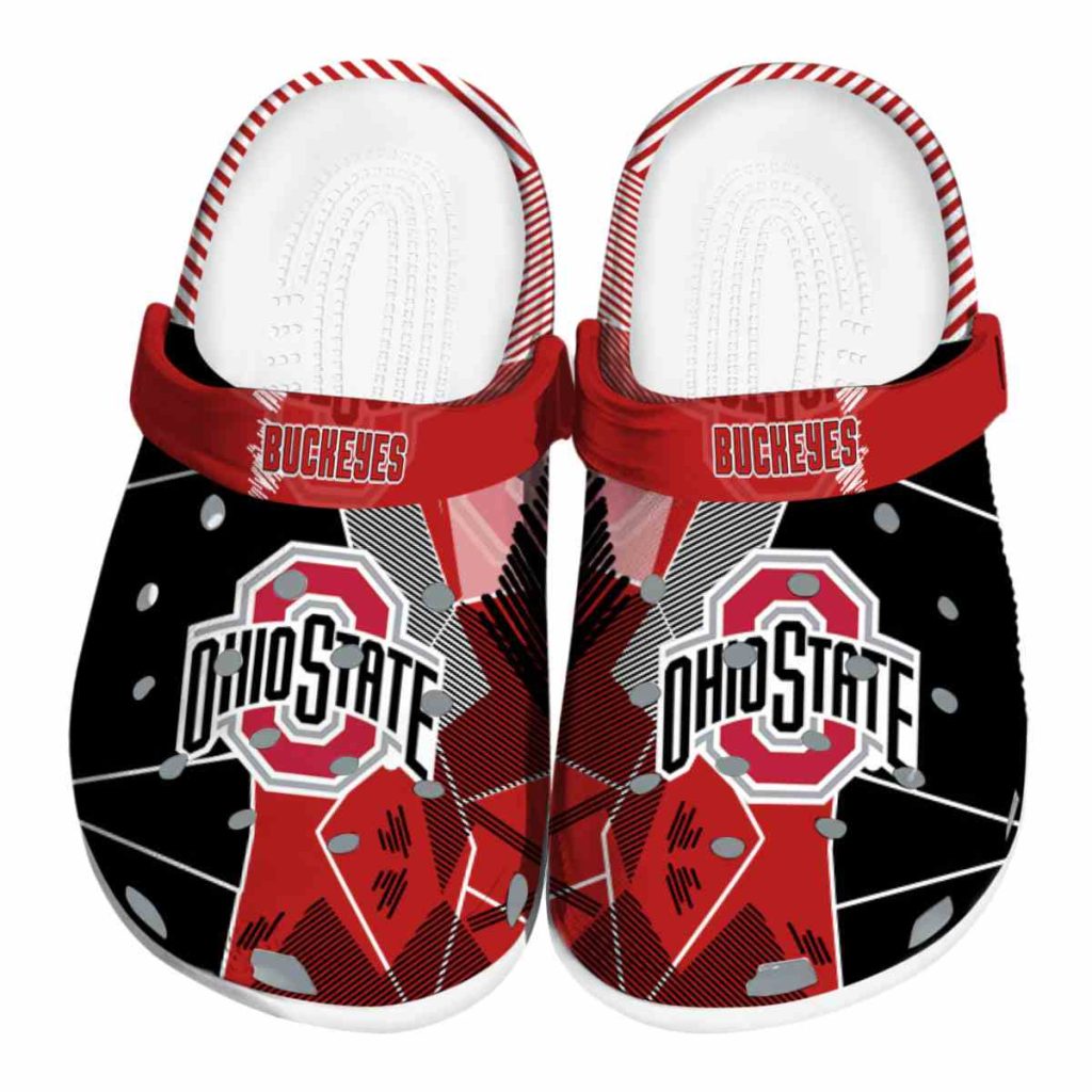 Ohio State Buckeyes Geometric Background Clog - VivaCrocs
