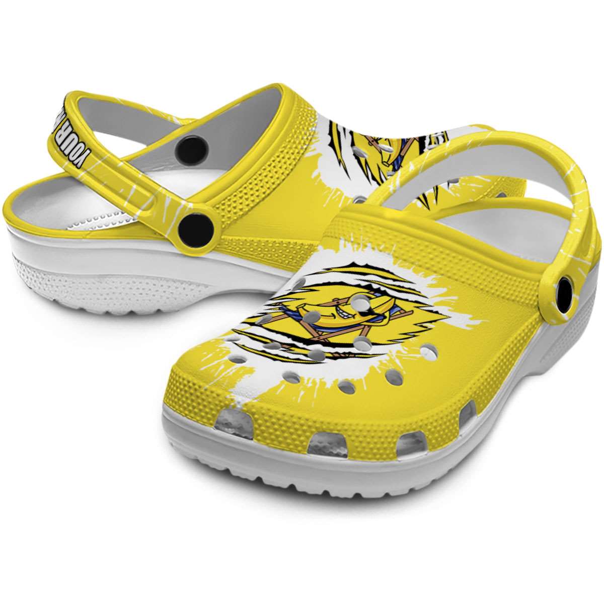 Personalized Banana Splash Motif Background Clog - VivaCrocs