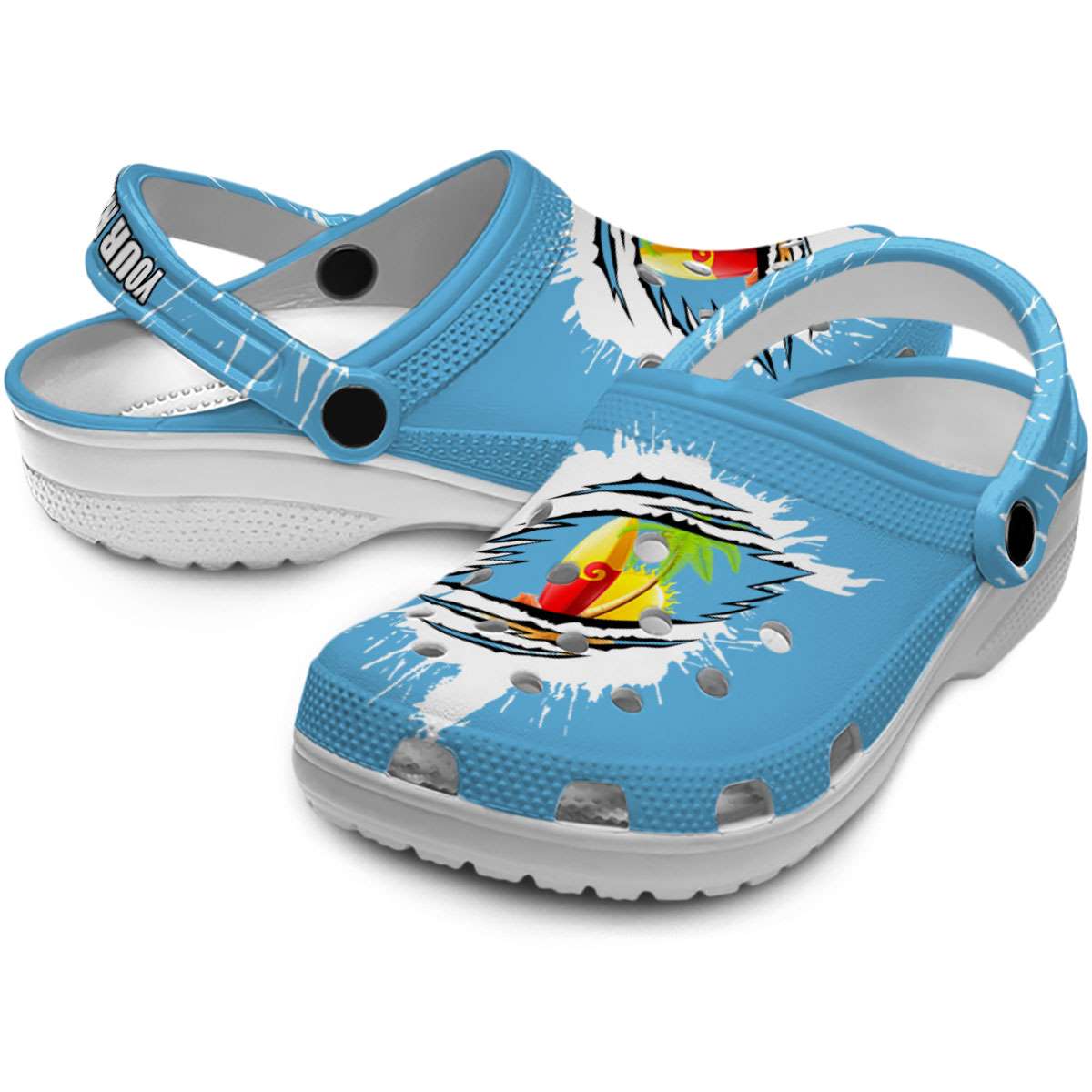 Personalized Beach Splash Motif Background Clog - VivaCrocs