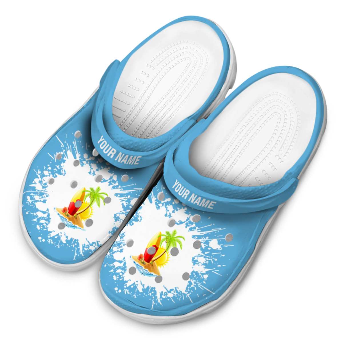Personalized Beach Splatter Background Clog - VivaCrocs
