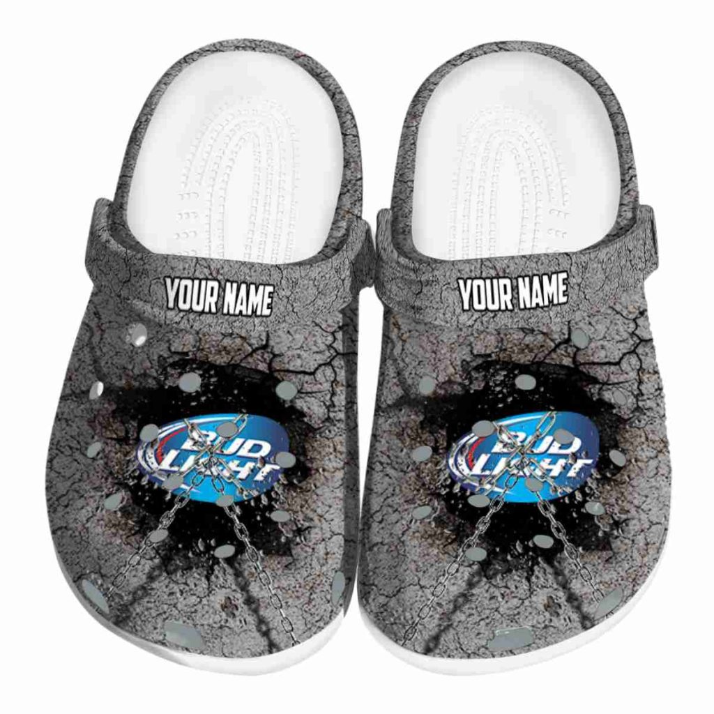 Personalized Bud Light Cracked Ground Texture Clog - VivaCrocs