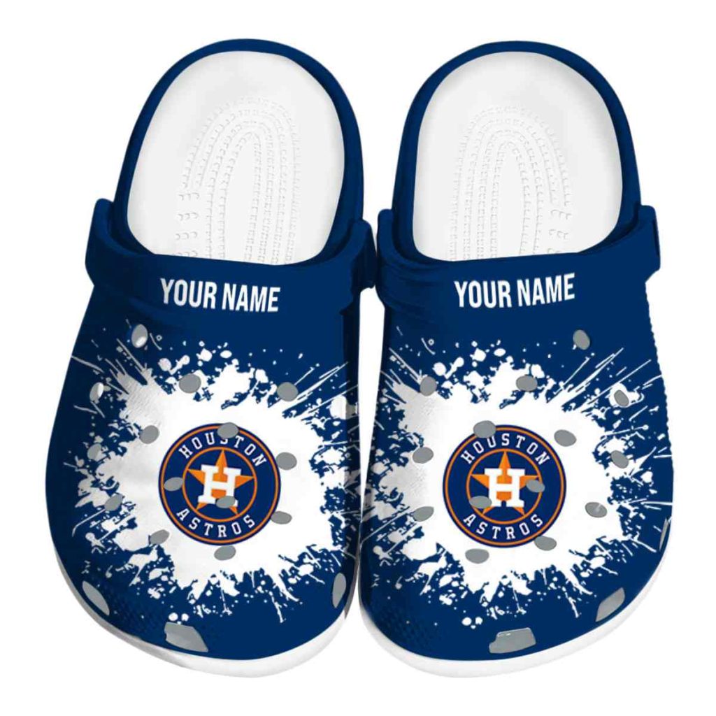 Personalized Houston Astros Splatter Background Clog - VivaCrocs