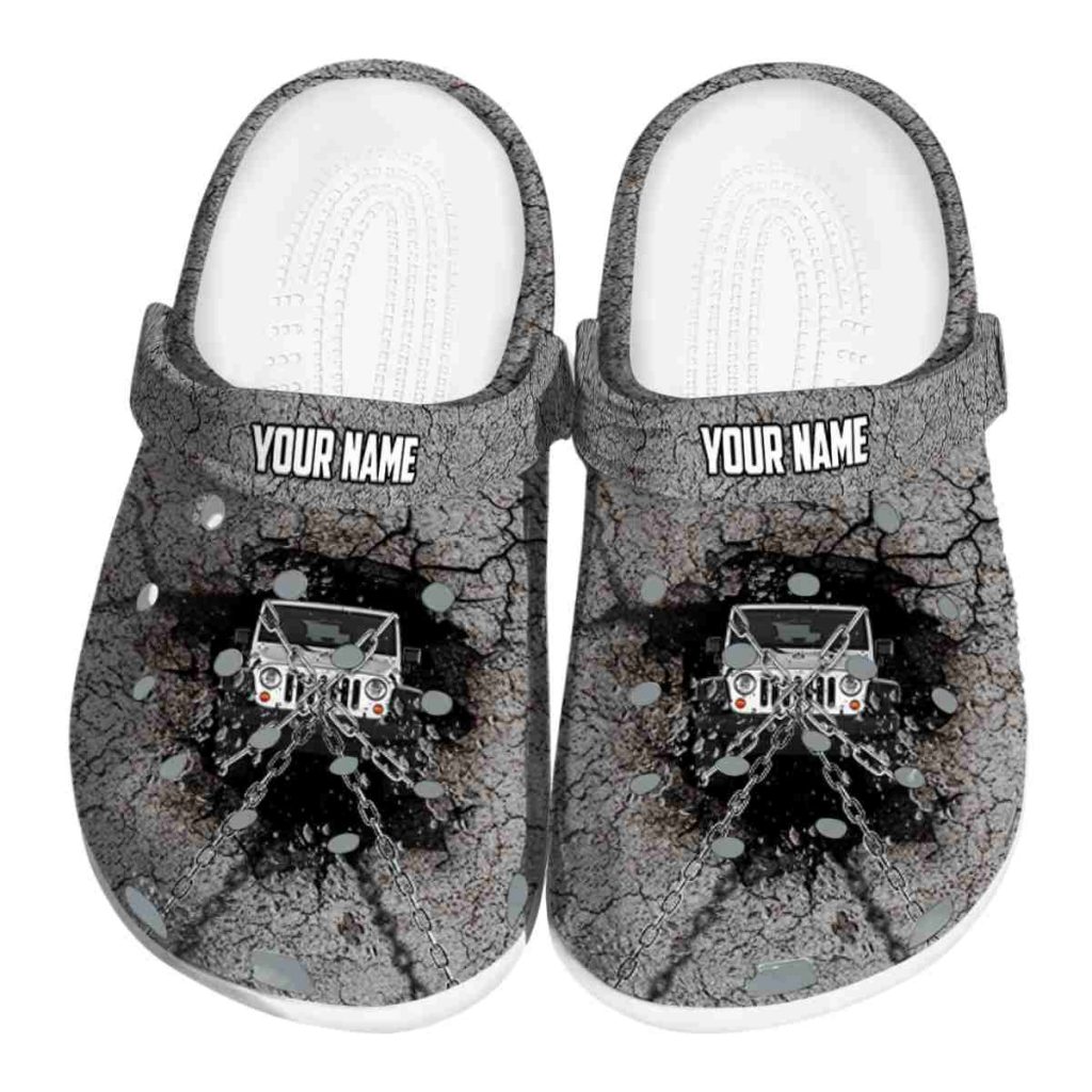 Personalized Jeep Cracked Ground Texture Clog - VivaCrocs