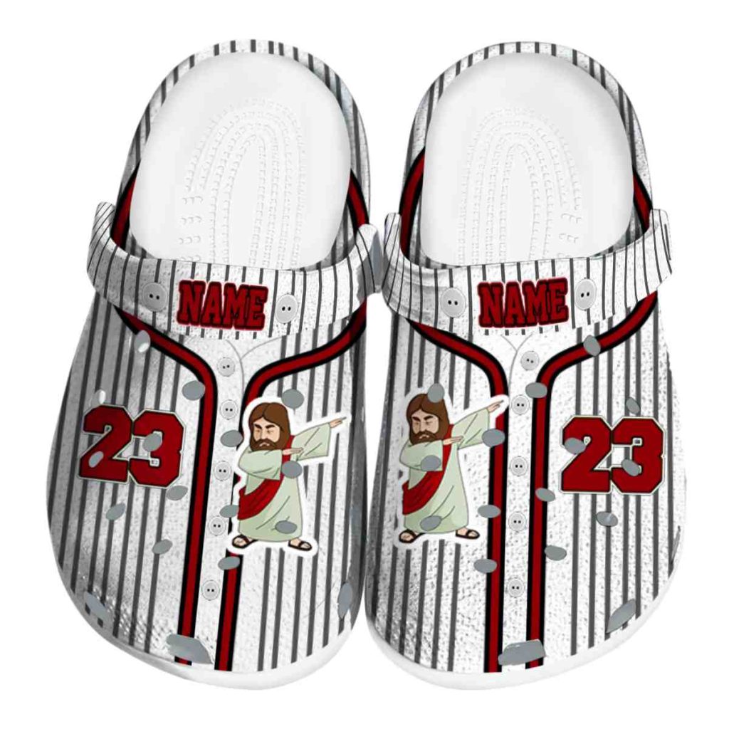 Personalized Jesus Pinstripe Pattern Clog - VivaCrocs