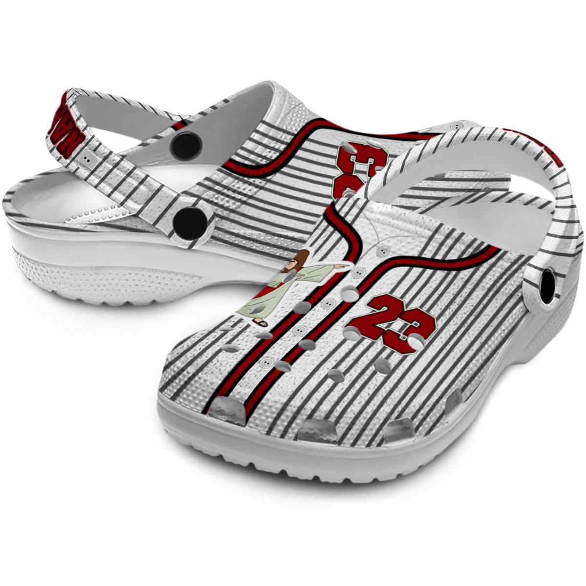 Personalized Jesus Pinstripe Pattern Clog - VivaCrocs