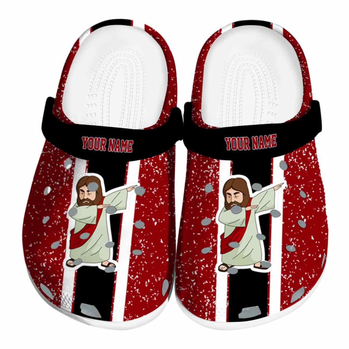 Personalized Jesus Vertical Stripes Clog - VivaCrocs