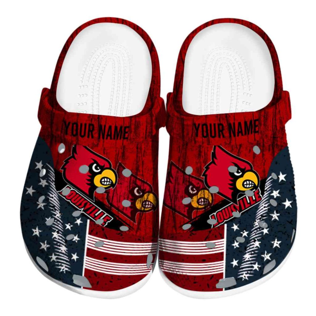 Personalized Louisville Cardinals Star-Spangled Side Pattern Clog ...