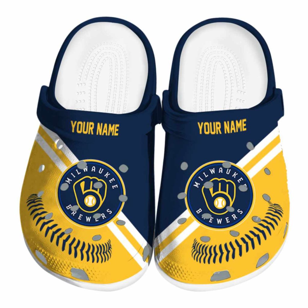 Personalized Milwaukee Brewers Baseball Motif Clog - VivaCrocs