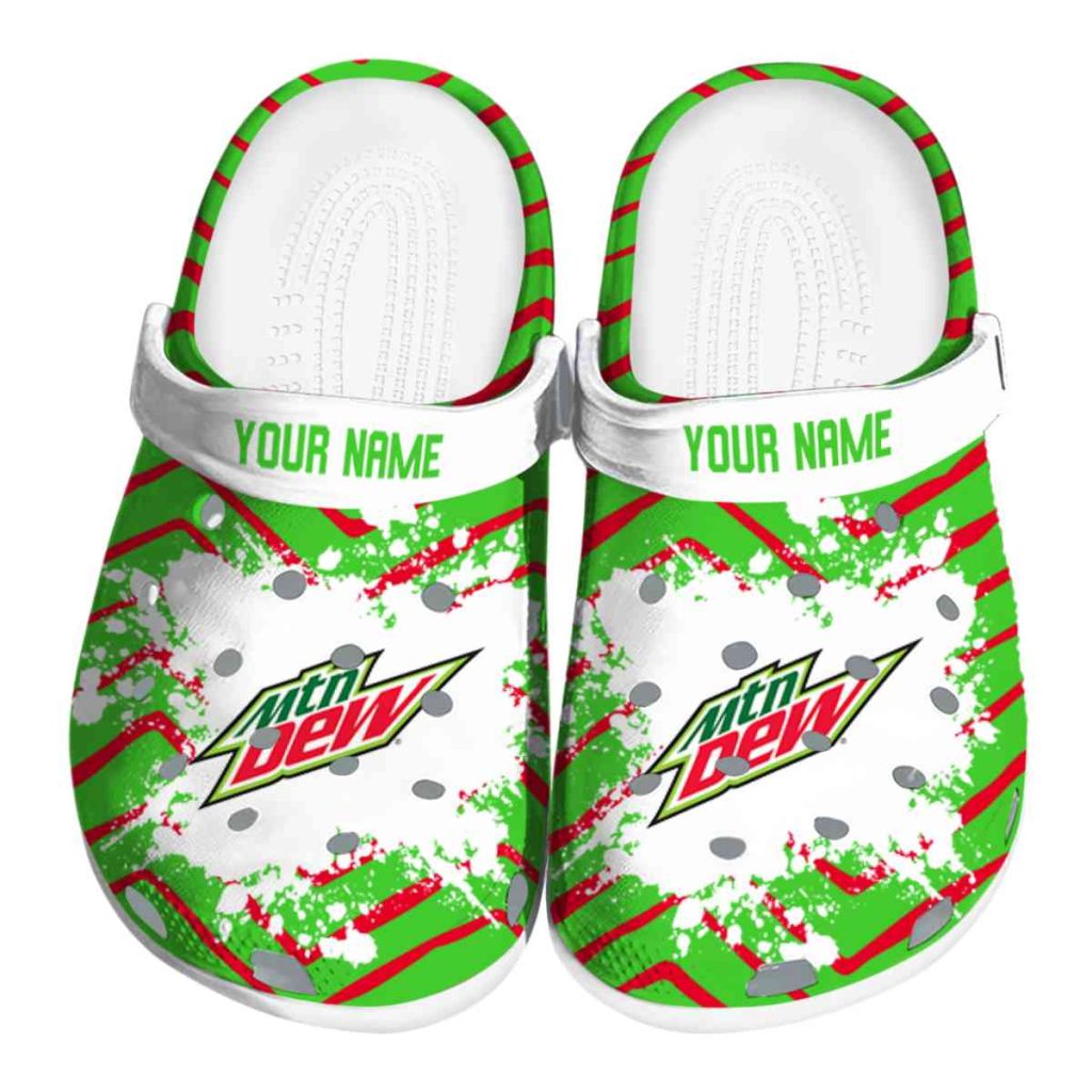 Personalized Mountain Dew Zigzag Paint Burst Clog - VivaCrocs