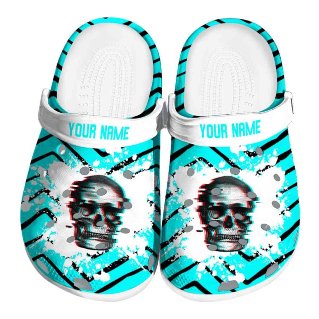 Personalized Skull Zigzag Paint Burst Clog - VivaCrocs