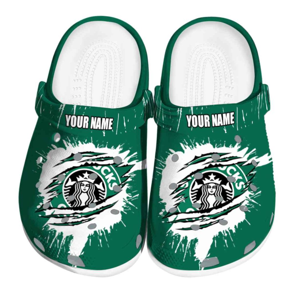 Personalized Starbucks Splash Motif Background Clog - VivaCrocs
