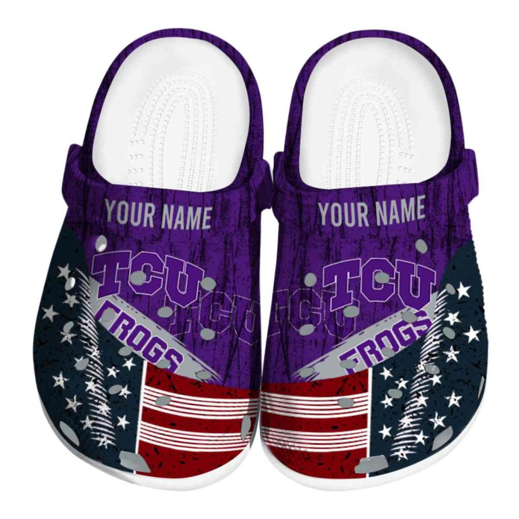 Personalized TCU Horned Frogs Star-Spangled Side Pattern Clog - VivaCrocs
