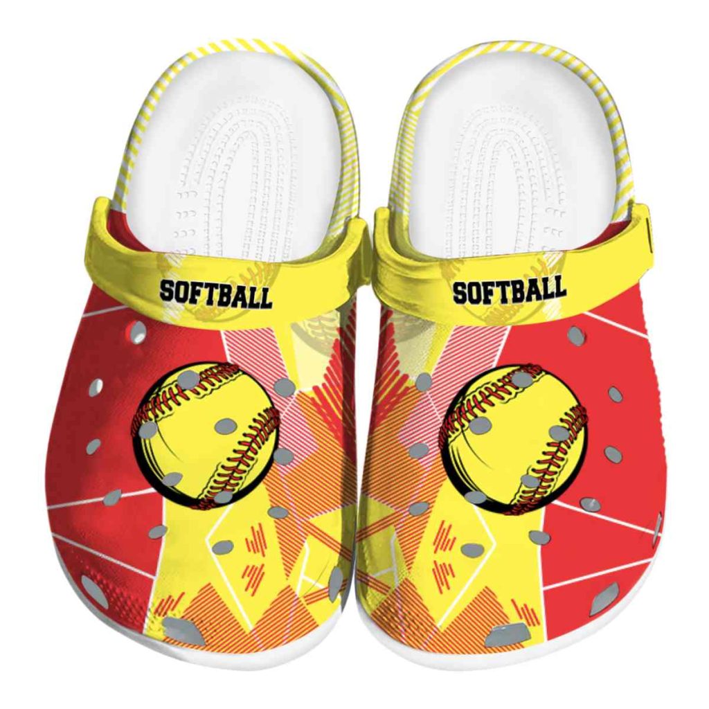 Softball Geometric Background Clog - VivaCrocs