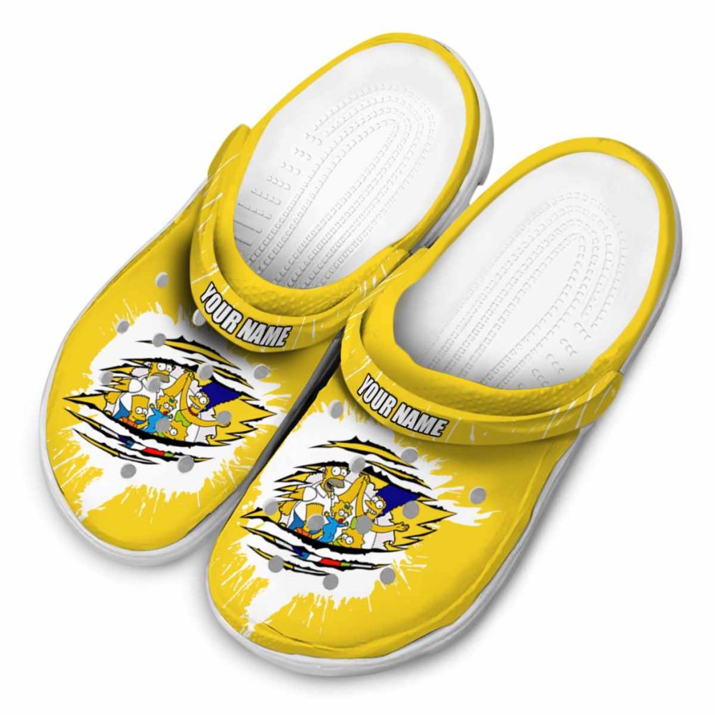 Custom Simpsons Splash Motif Background Clog - VivaCrocs