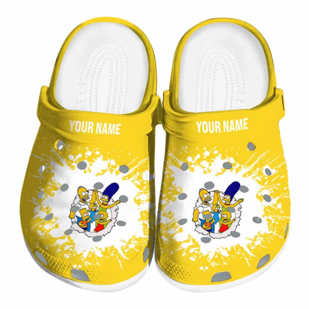 Custom Simpsons Splatter Background Clog - VivaCrocs