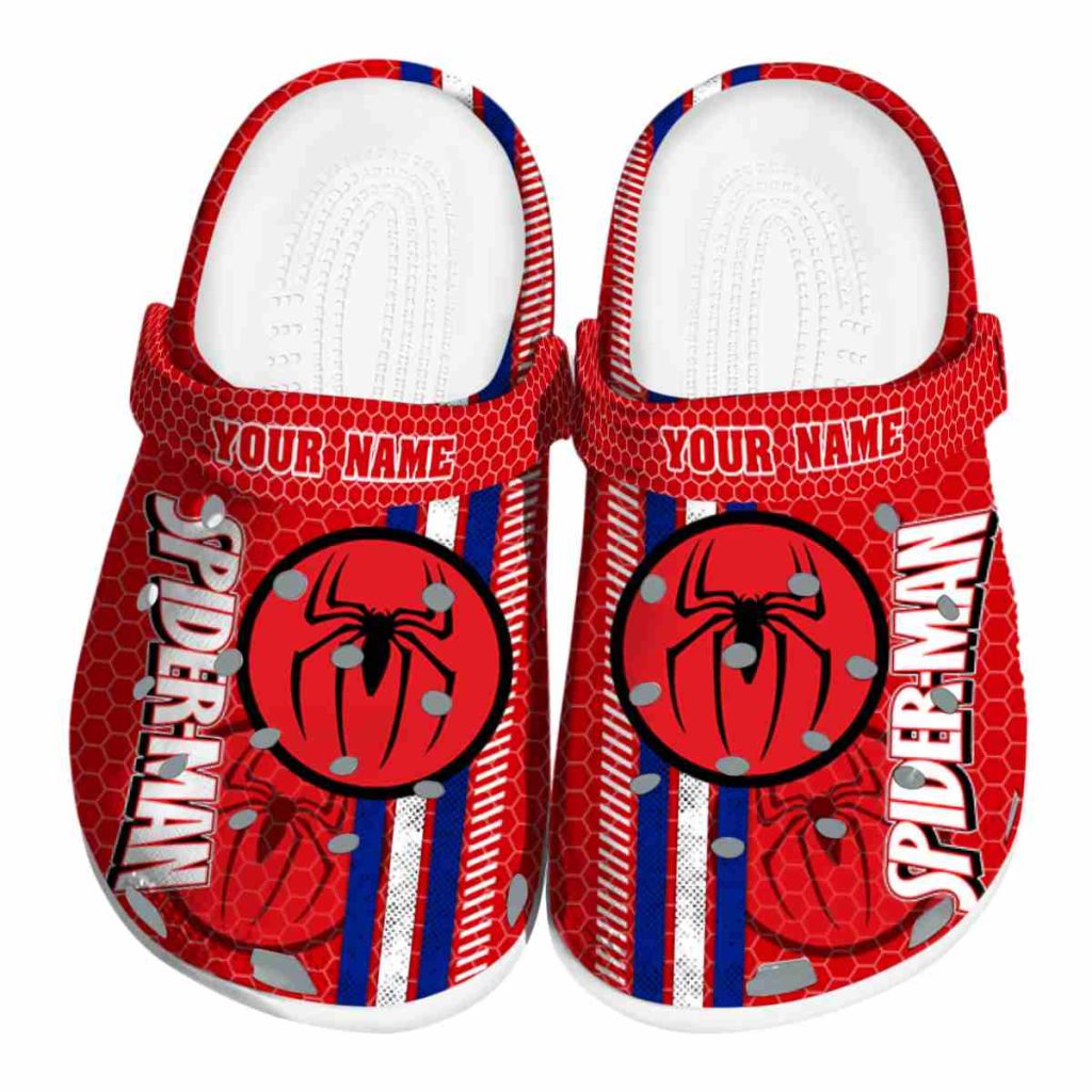 Personalized Spiderman Contrasting Stripes Clog - VivaCrocs