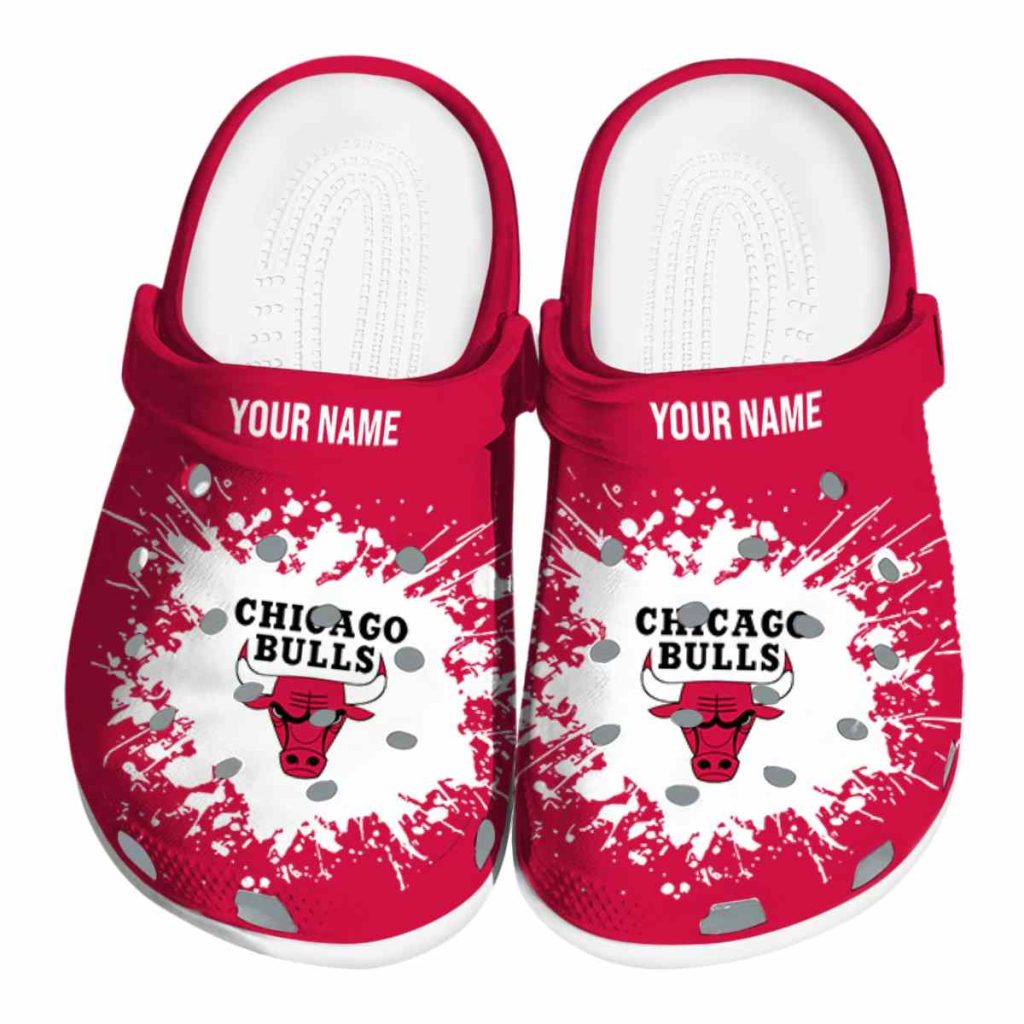 Custom Chicago Bulls Splatter Background Clog - VivaCrocs