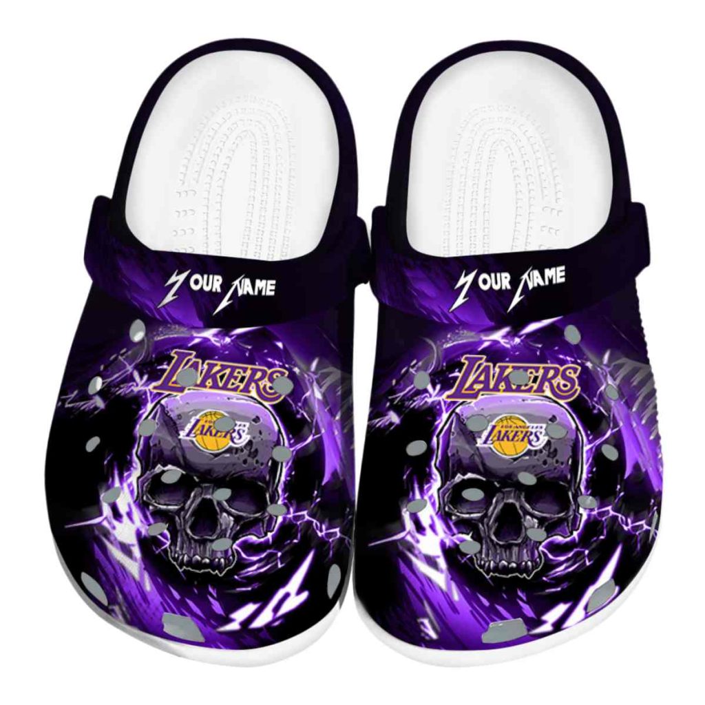 Custom Los Angeles Lakers Gothic Skull Clog - VivaCrocs