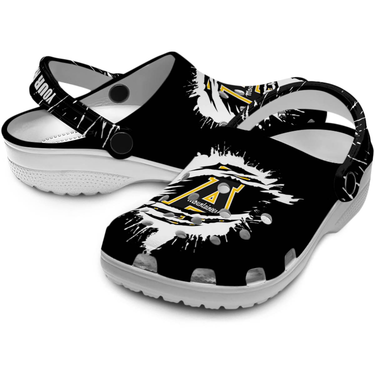 Custom Appalachian State Mountaineers Splash Motif Background Clog ...