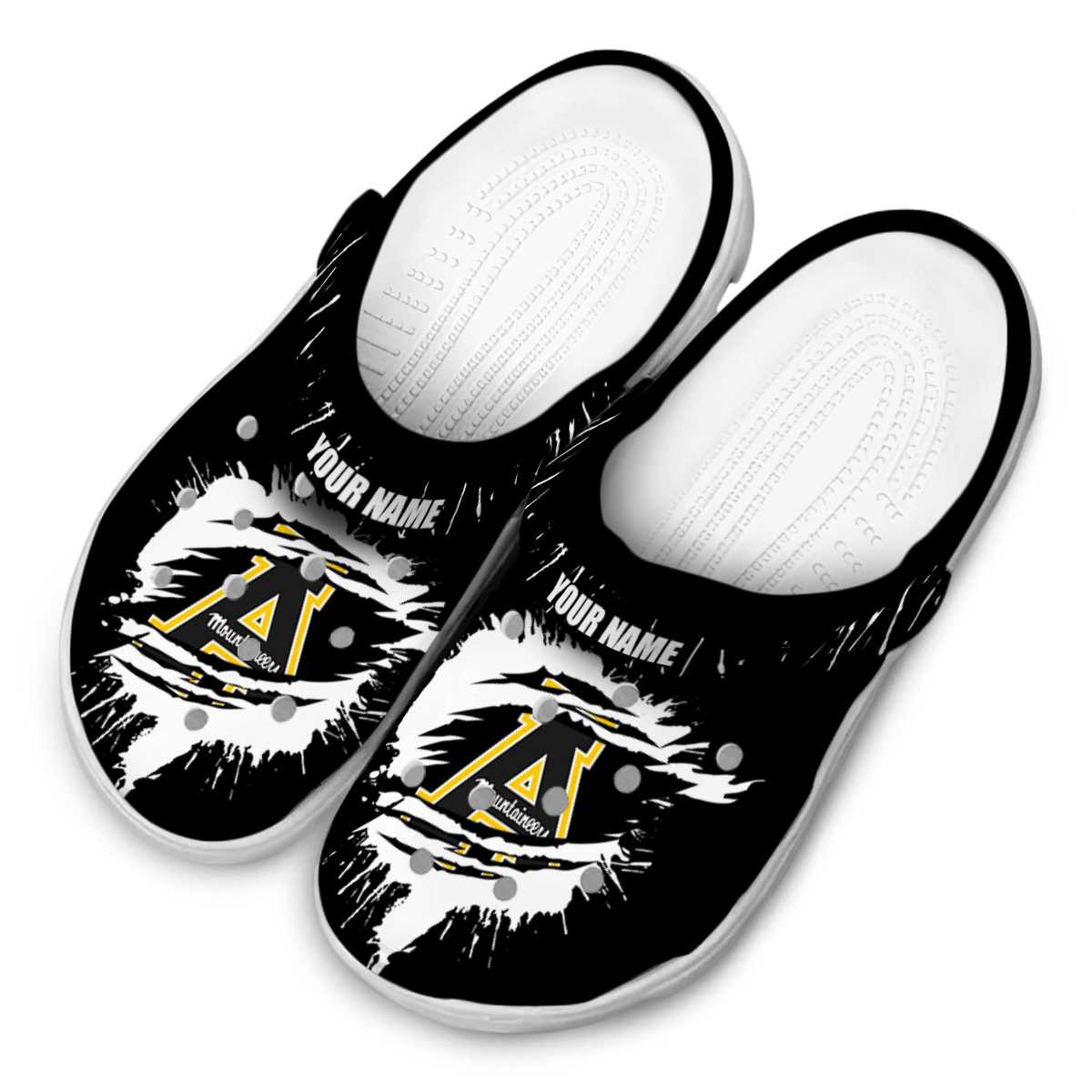 Custom Appalachian State Mountaineers Splash Motif Background Clog ...