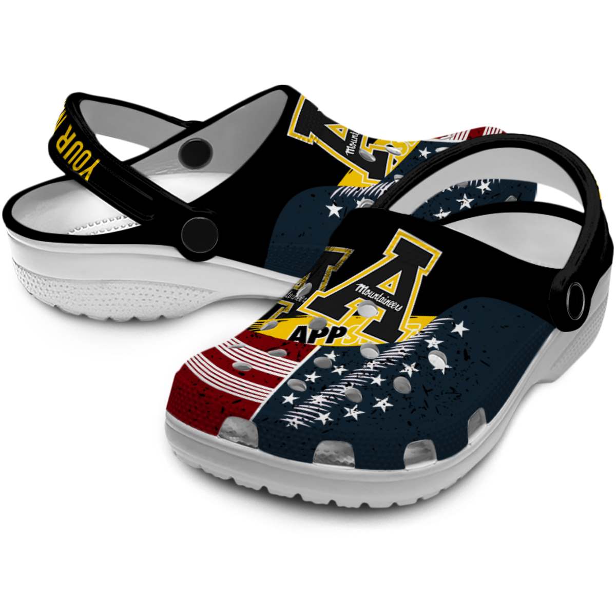 Custom Appalachian State Mountaineers Star-Spangled Side Pattern Clog ...