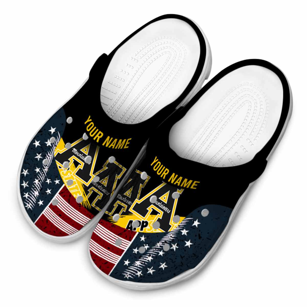 Custom Appalachian State Mountaineers Star-Spangled Side Pattern Clog ...