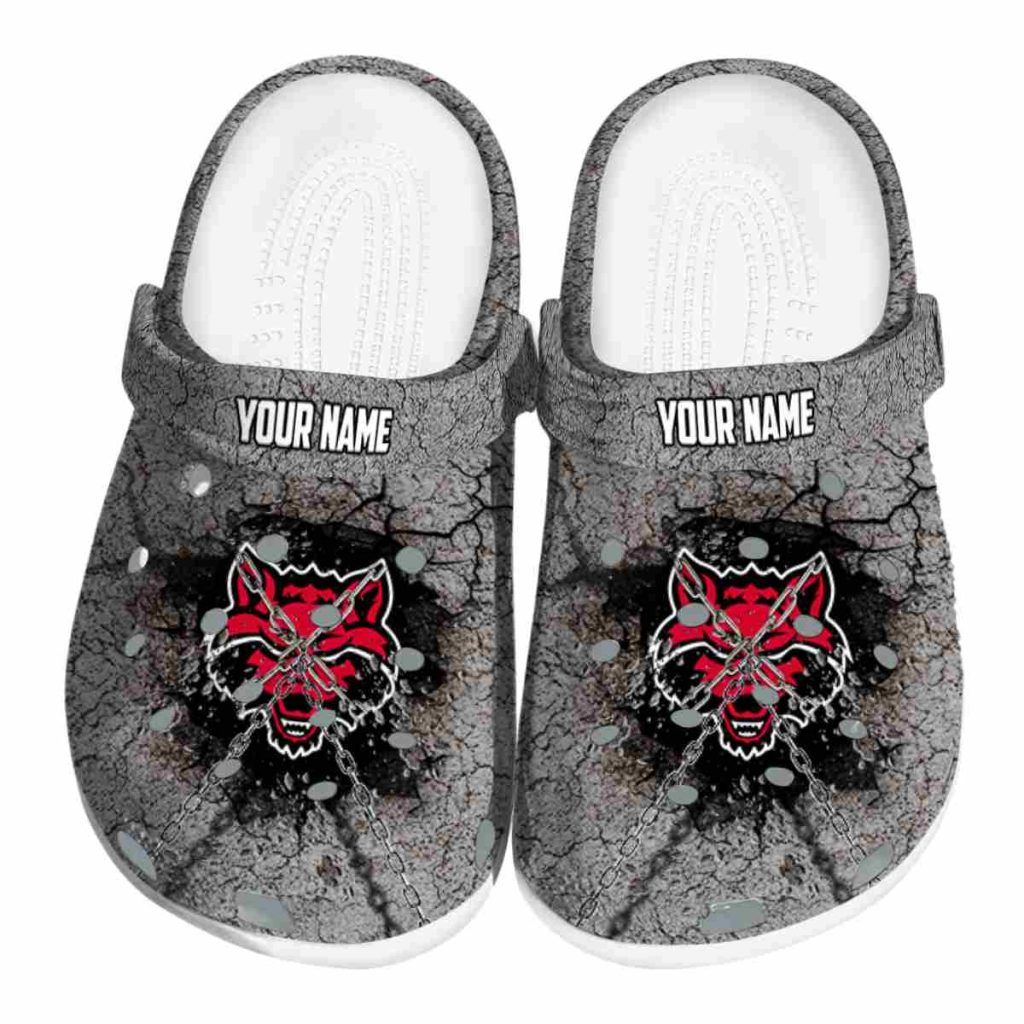 Custom Arkansas State Red Wolves Cracked Ground Texture Clog - VivaCrocs