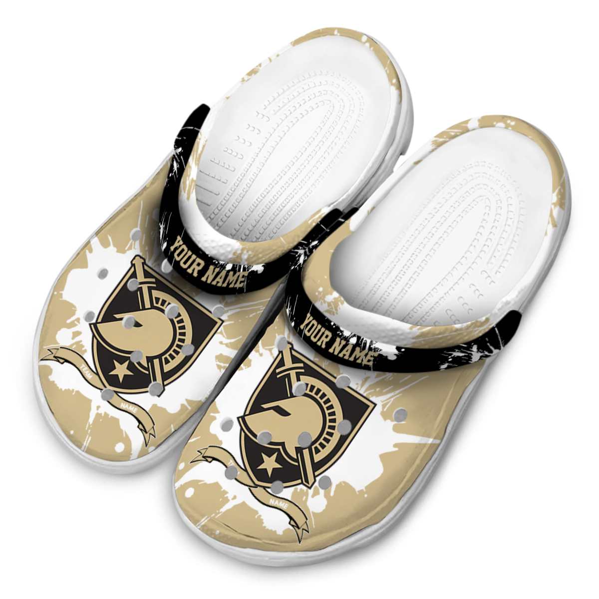 Custom Army Black Knights Splatter Pattern Clog - VivaCrocs