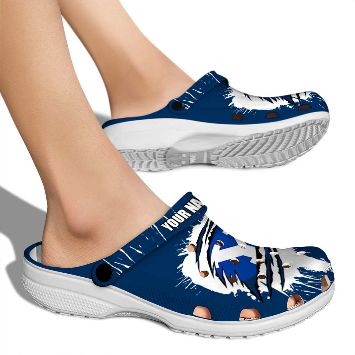 Custom BYU Cougars Splash Motif Background Clog - VivaCrocs
