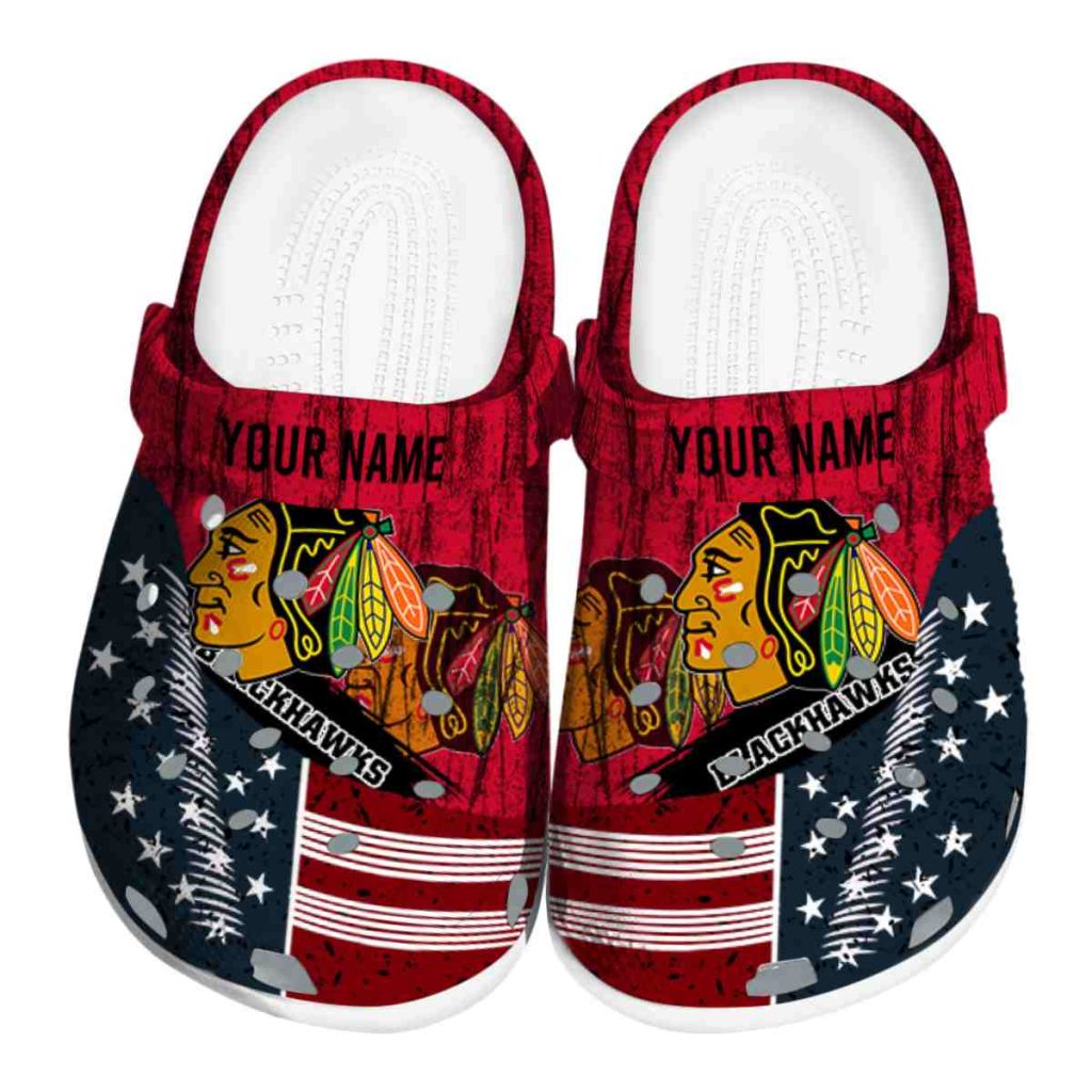 Custom Chicago Blackhawks Star-Spangled Side Pattern Clog - VivaCrocs