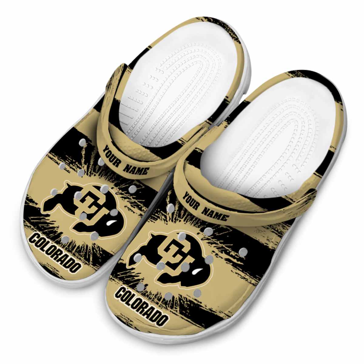 Custom Colorado Buffaloes Paint Splatter Graphics Clog - VivaCrocs