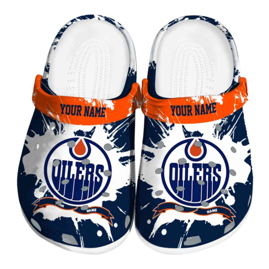 Custom Edmonton Oilers Splatter Pattern Clog - VivaCrocs