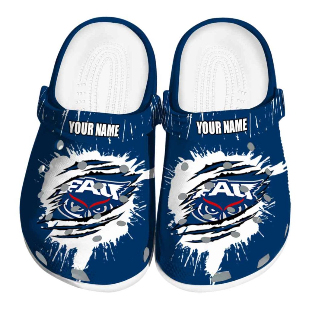Custom Florida Atlantic Owls Splash Motif Background Clog - VivaCrocs