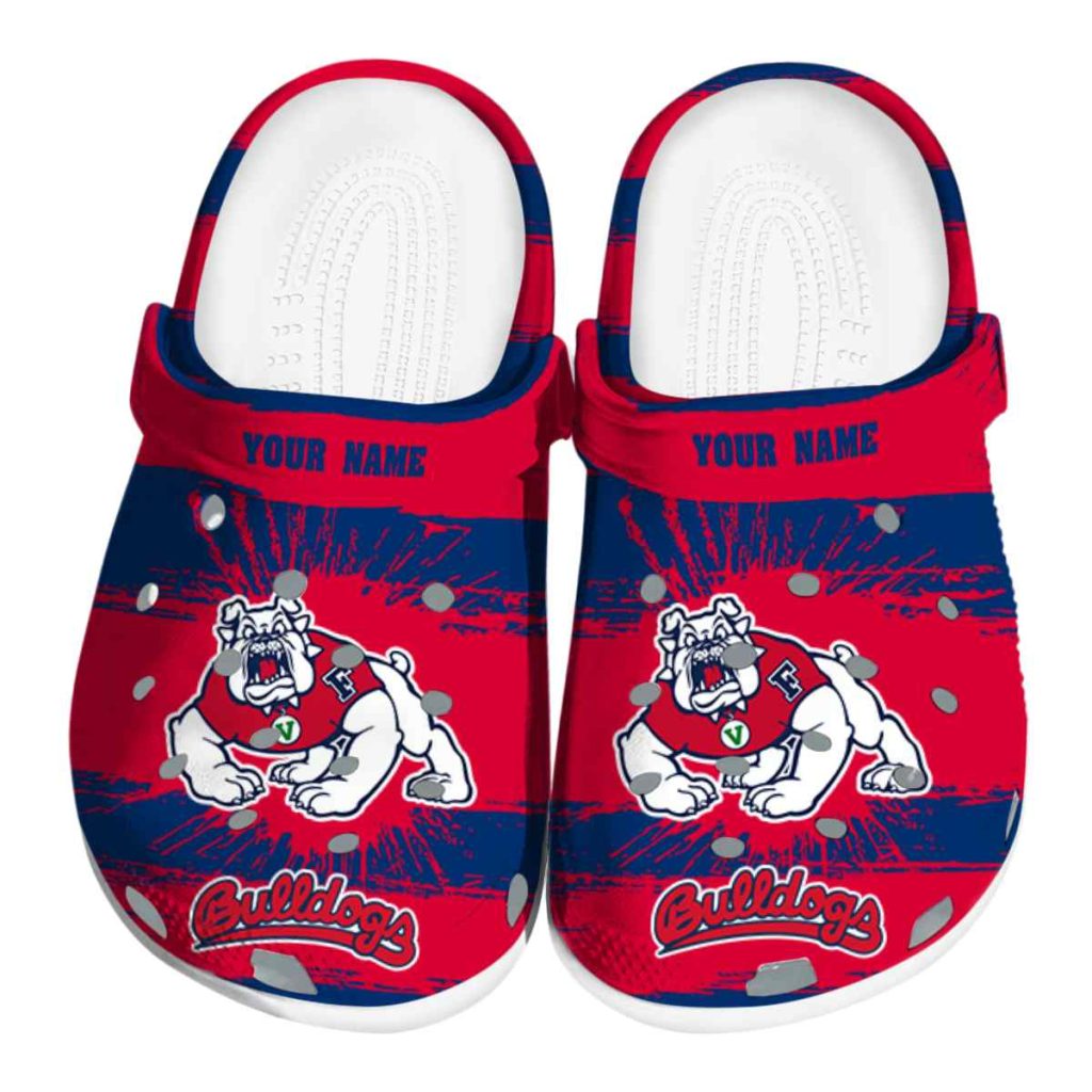 Custom Fresno State Bulldogs Paint Splatter Graphics Clog - VivaCrocs