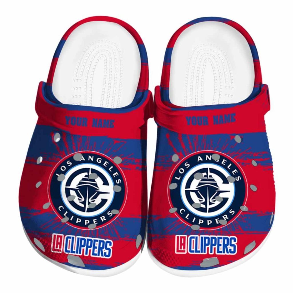 Custom Los Angeles Clippers Paint Splatter Graphics Clog - VivaCrocs