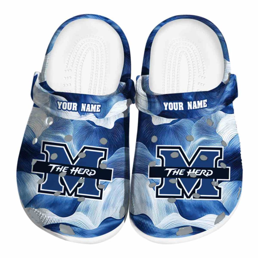 Custom Marshall Thundering Herd Ocean Waves Clog - VivaCrocs