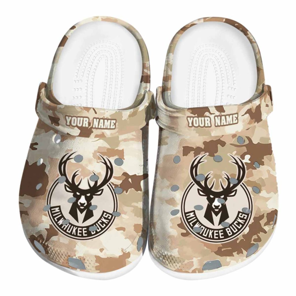 Custom Milwaukee Bucks Desert Camo Clog - VivaCrocs