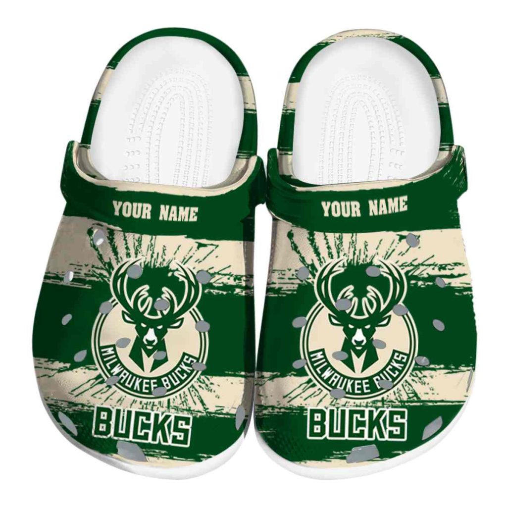 Custom Milwaukee Bucks Paint Splatter Graphics Clog - VivaCrocs