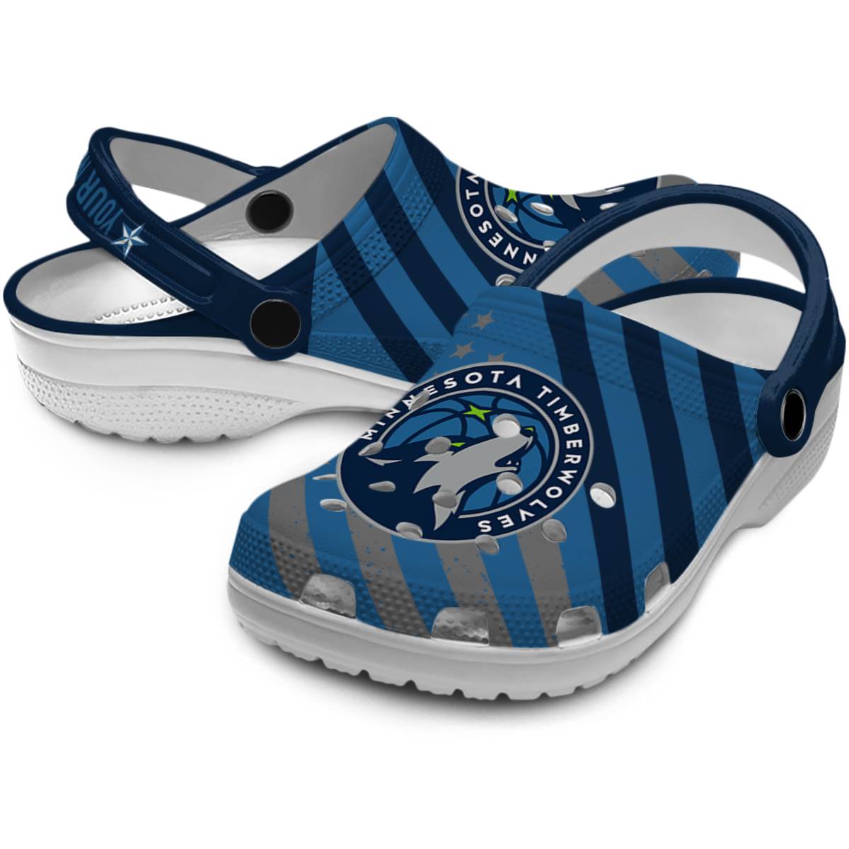 Custom Minnesota Timberwolves Star-Spangled Graphic Clog - VivaCrocs