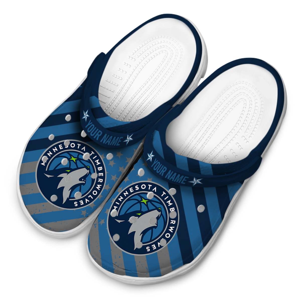 Custom Minnesota Timberwolves Star-Spangled Graphic Clog - VivaCrocs