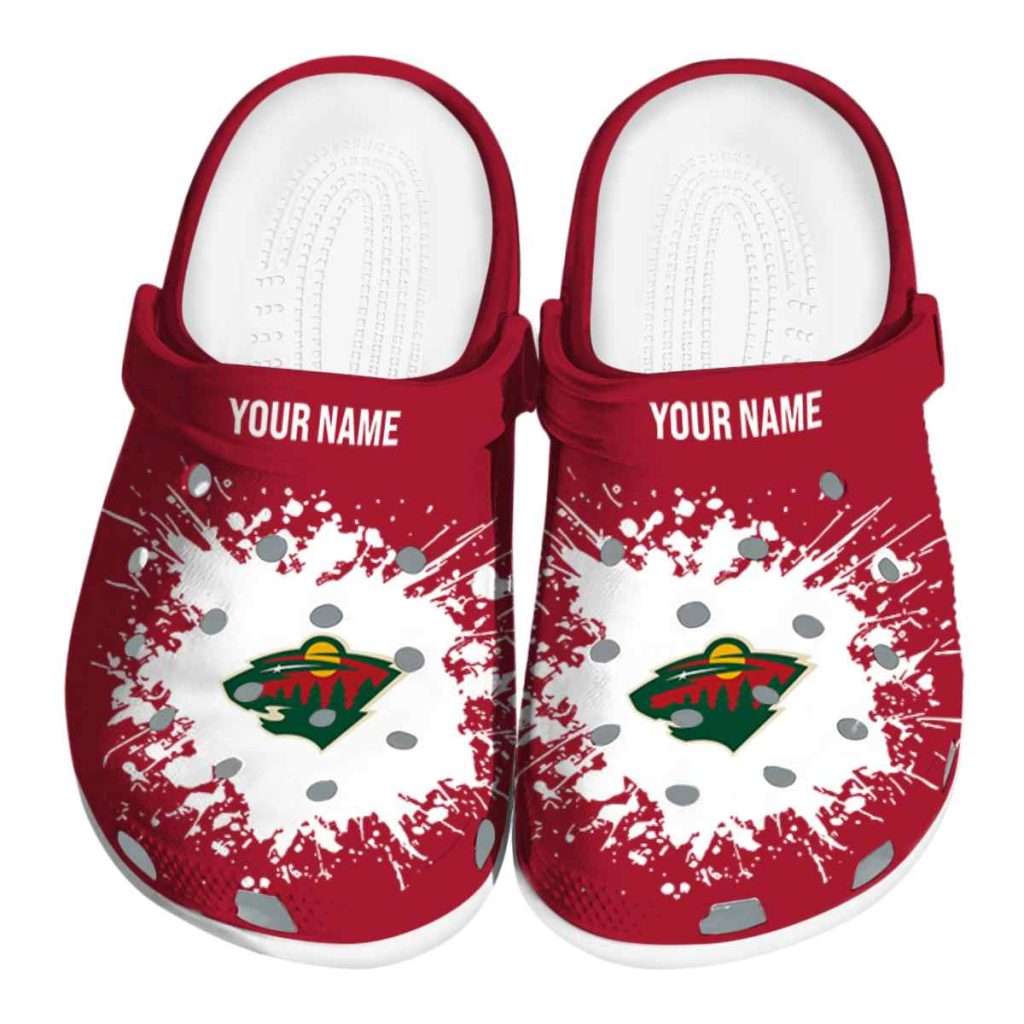 Custom Minnesota Wild Splatter Background Clog - VivaCrocs