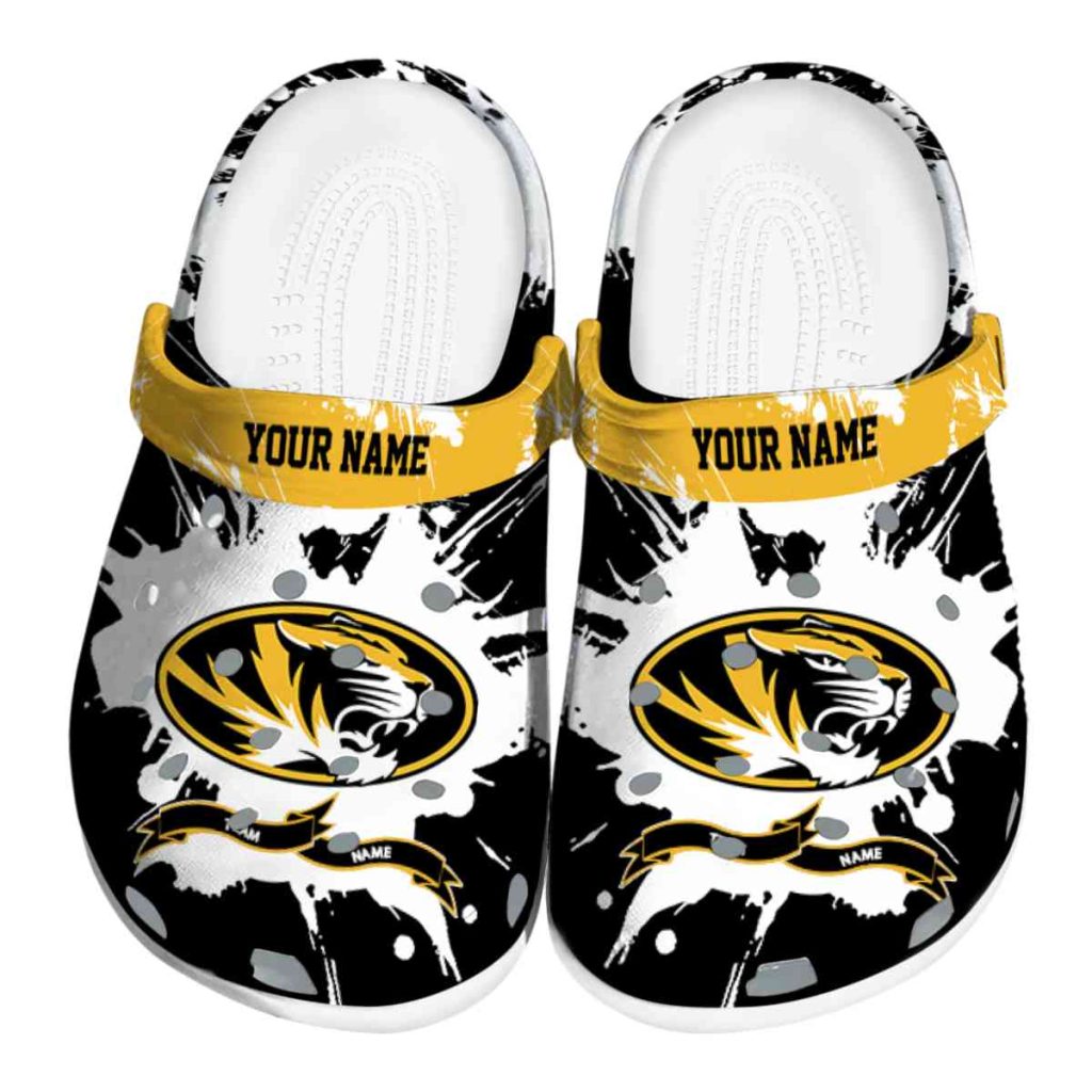 Custom Missouri Tigers Splatter Pattern Clog - VivaCrocs